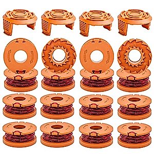 KAKO Replacement Spool for Worx Weed Eater String Wa0004, for Worx Trimmer Line Spools 10ft 0.065" Trimmer Line for Worx Wa0004 Replacement Spool Fit for Worx Trimmer Wa0004 Wa0010 (16 Spool+4 Cap)