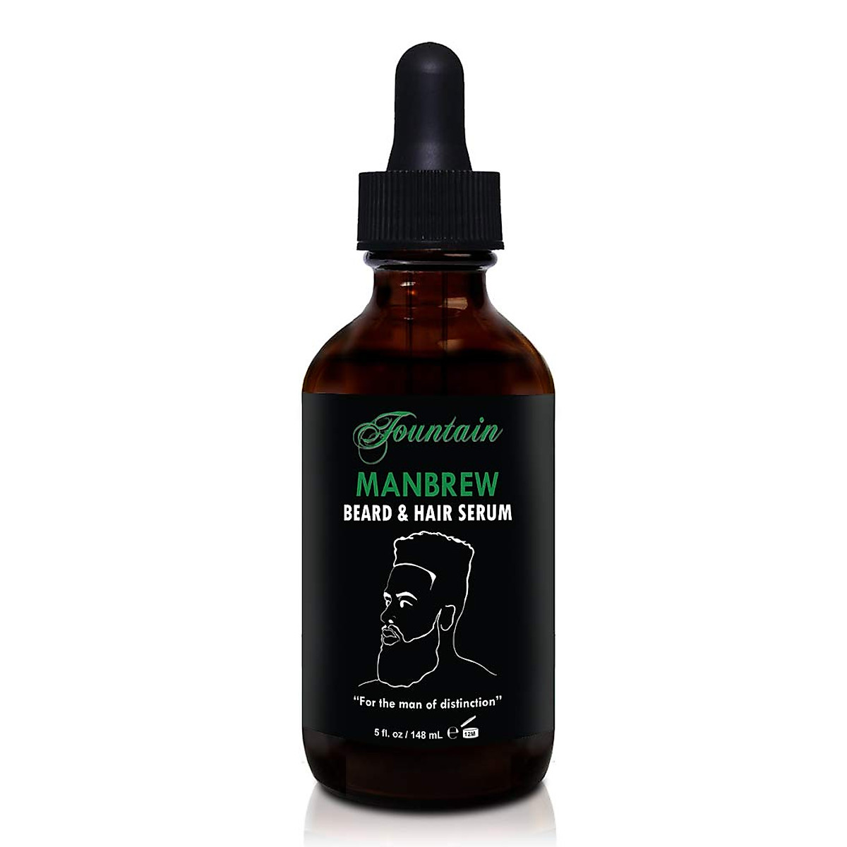 Fountain Manbrew - Beard Growth Oil For Men - Bald Spot Treatment - Mustache Grooming - Leave-In Conditioner - Beardruff - Jamaican Black Castor Oil - 5 Fl Oz