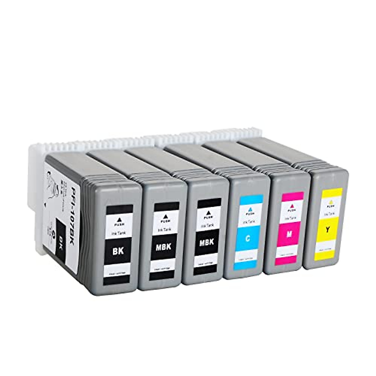 Primer Ink Compatible Ink Cartridge Replacement for Canon PFI107 PFI-107 IPF6705B001 iPF670 iPF680 iPF685 iPF780 iPF770 iPF785 (2MBK, 1BK, C, M, Y) 6 Pack, Cyan