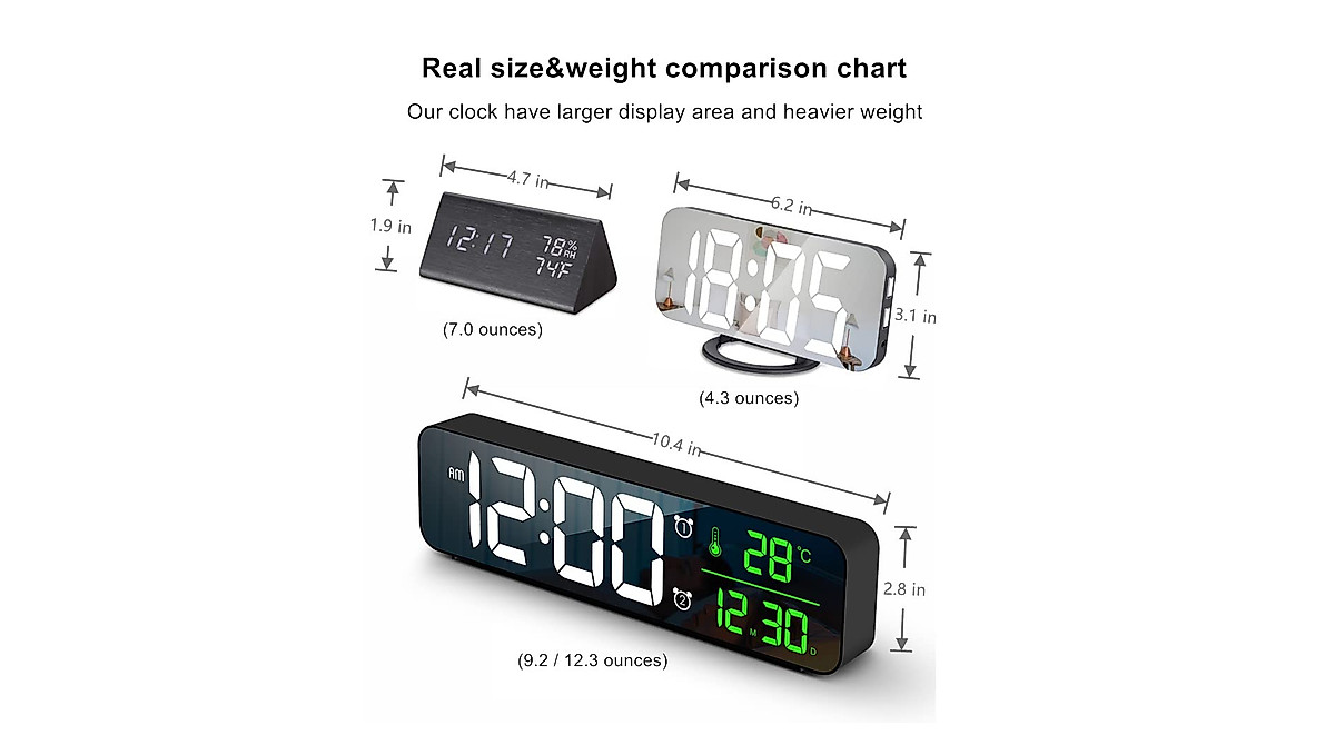 Digital LED Alarm Clock for Living Room & Bedroom - Modern Design