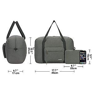 For Spirit Airlines Personal Item Bag 18x14x8 Foldable Travel Duffel Bag Tote Carry on Luggage for Women and Men (Grey (with Shoulder Strap))