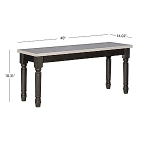 Powell Linon Willow Wood Dining Bench in Smokey White and Dark Gray