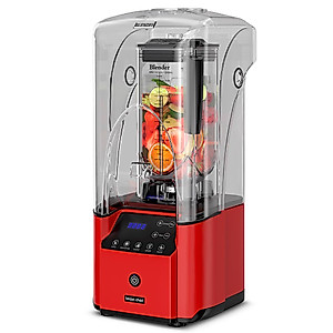 Lecon Chef Commercial Quiet Shield Blender 2200W Professional Industrial Blenders Red 2.2L/ 74oz BPA-Free Pitcher for Ice Crushing, Shakes and Smoothies for Kitchen