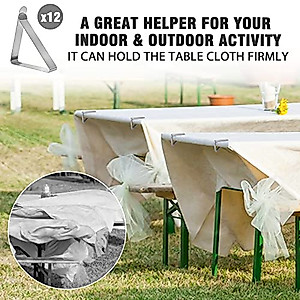 Tablecloth Clips, 12 Pack Stainless Steel Heavy Duty Picnic Table Cloth Clips, Outdoor Picnic Tables Cover Clamps Holders for Dining Restaurant Marquees Weddings Graduation Party,Thickness Below 1.4''