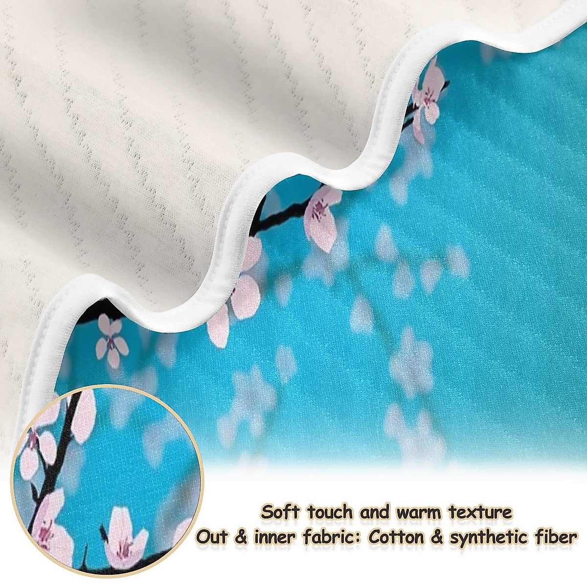 Plum Cherry Blossom Cotton Baby Blanket 30" x 40" Warm Soft Breathable Muslin Swaddle Blankets for Toddler Boys Girls Nursery Receiving Wraps