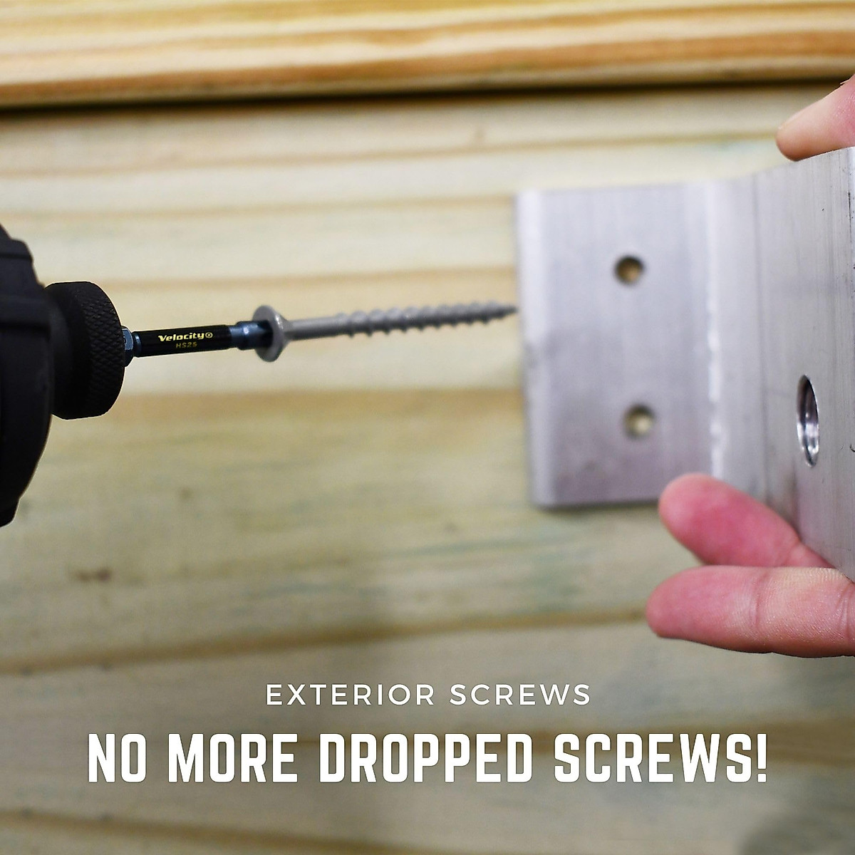 Velocity Exterior 1 1/4 Wood Screws DIY Pack (Size #8) Fence Screws for Wood, Stick Tight Technology, Made with Carbon Steel, Includes 1 Hexstix Drive Bit (150 Pieces)