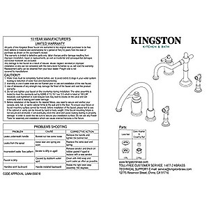 Kingston Brass KS1811ALBS Heritage Widespread Kitchen Faucet, Polished Chrome, 11 x 9.63 x 2.5