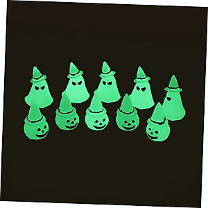 IWOWHERO 10pcs Luminous Ornaments Tabletop Decor Mini Figurine Mini Resin Figurines Ornaments for Crafts Miniature Halloween Figurines Halloween Gag Toys Resin Pumpkin Decor Party Supplies