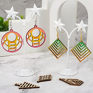 Beadthoven Wooden Earring Making Kit for Adults 12 Styles Hollow Filigree Wood Pendants Geometric Dangle Earrings Unfinished Wooden Charms with Earring Hooks and Jump Rings for Jewelry Making 148pcs