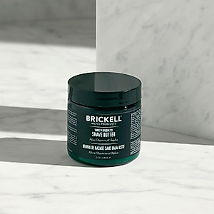 Brickell Men's Smooth Brushless Shave Butter for Men, Natural and Organic Smooth Shaving Butter to Fight Nicks, Cuts and Razor Burn, 5 Ounce, Scented
