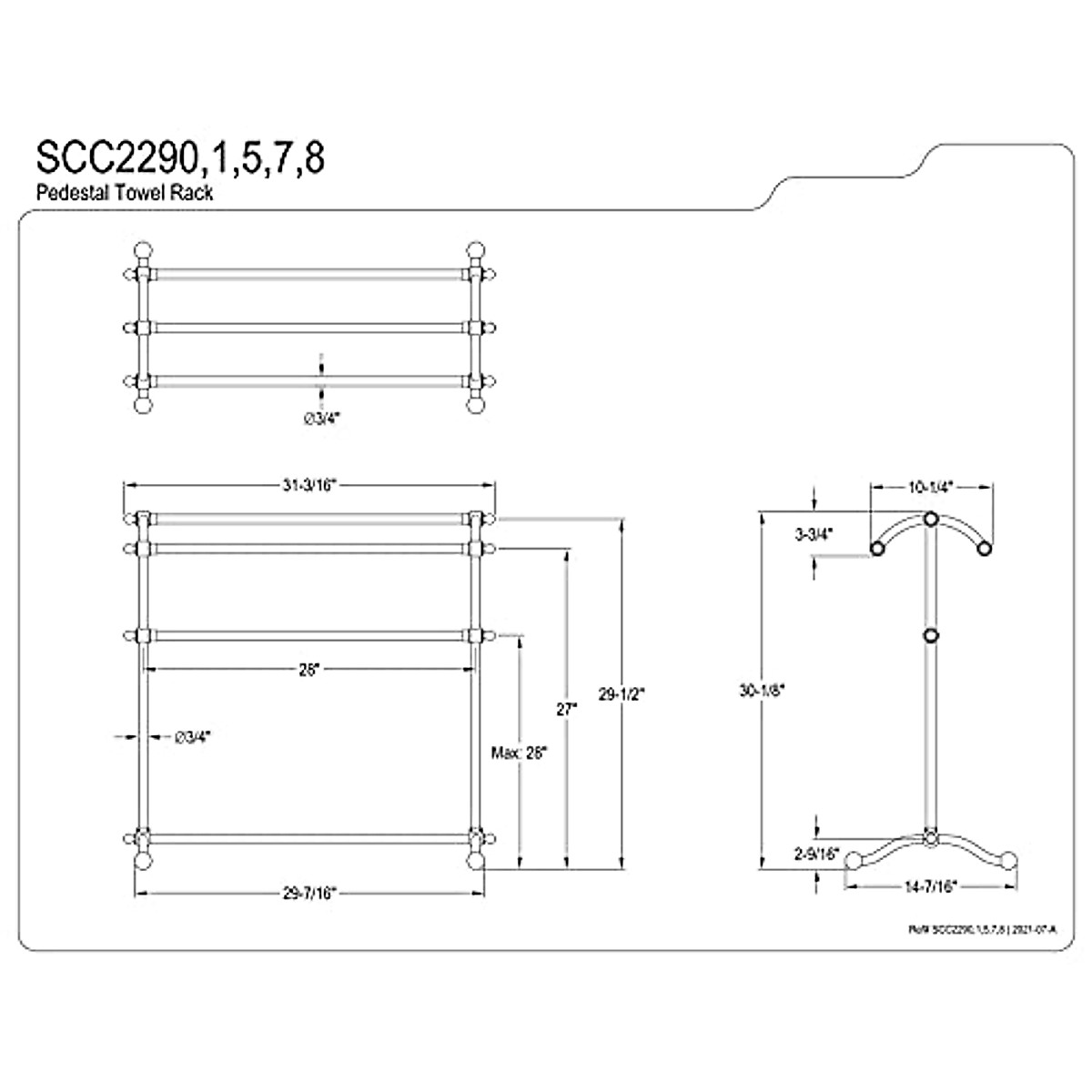 Kingston Brass SCC2295 Pedestal Towel-Rack, Oil Rubbed Bronze 29.5 x 28 x 13