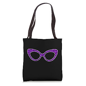 Purple and Black Leopard Print Eyeglasses Tote Bag