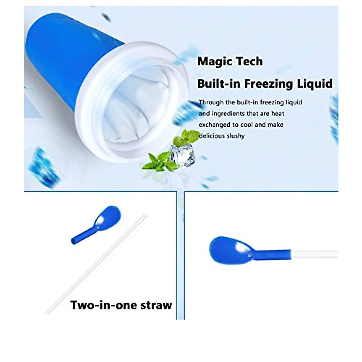 Slushy Cup, Smoothies Cup, Slushie Cup, Homemade Milk Shake Maker Frozen Magic DIY (Blue)