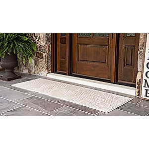 Unique Loom Sabrina Soto Outdoor Collection Modern, Vibrant, Carved Area Rug, 2 ft x 6 ft, Beige