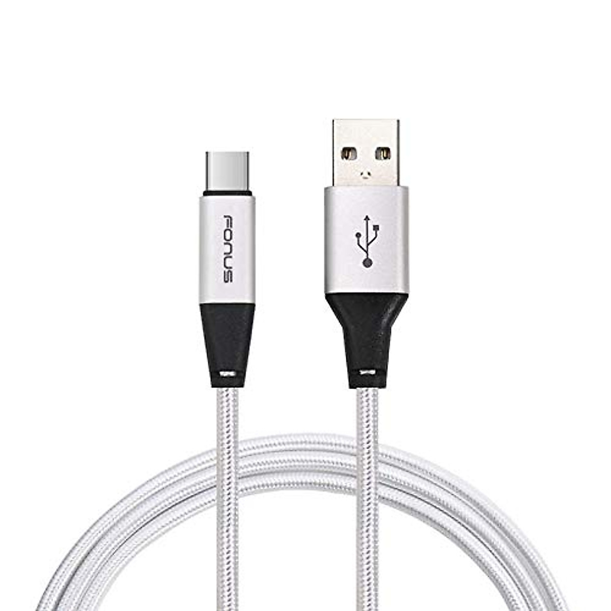 AccessoryChoice 6ft USB Type-C Cable for Sprint LG V20, V30 & Any USB-C Phone - White - High Speed & Braided - Charging & Syncing