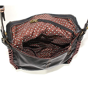 CHALA Charming Crossbody Bag Shoulder Handbag With Flap Top and Zipper (Black_ Dragonfly 3)