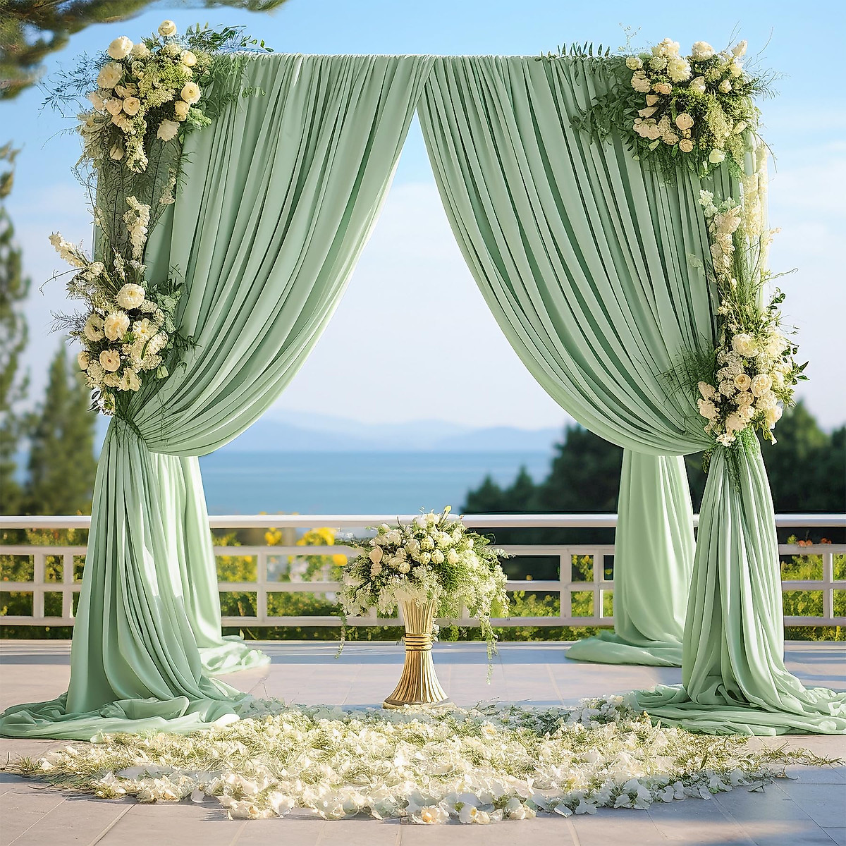 10x10 Sage Green Backdrop Curtain for Parties Wrinkle Free Dark Green Photo Curtains Backdrop Drapes Fabric Decoration for Baby Shower Birthday Party Photography 5ft x 10ft,2 Panels