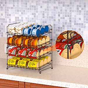 Minicloss 4-Tier Can Rack Organizer, Stackable Pantry Organizer Can Storage Dispenser Holds up to 48 Cans for Kitchen Cabinet, Countertop, Bronze