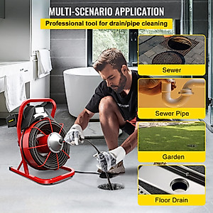 VEVOR 75Ft x 3/8Inch Drain Cleaner Machine + Roebic FRK-1LB Foaming Root Killer