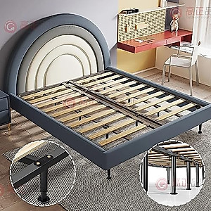 4Pcs Metal Adjustable Height Center Support Leg for Bed Frame, Bed Support Legs for Wood Slats, Under Bed Frame Support Legs Replacement, Bed Reinforcement Kit for Wooden Frame, Height 10" to 16.5"