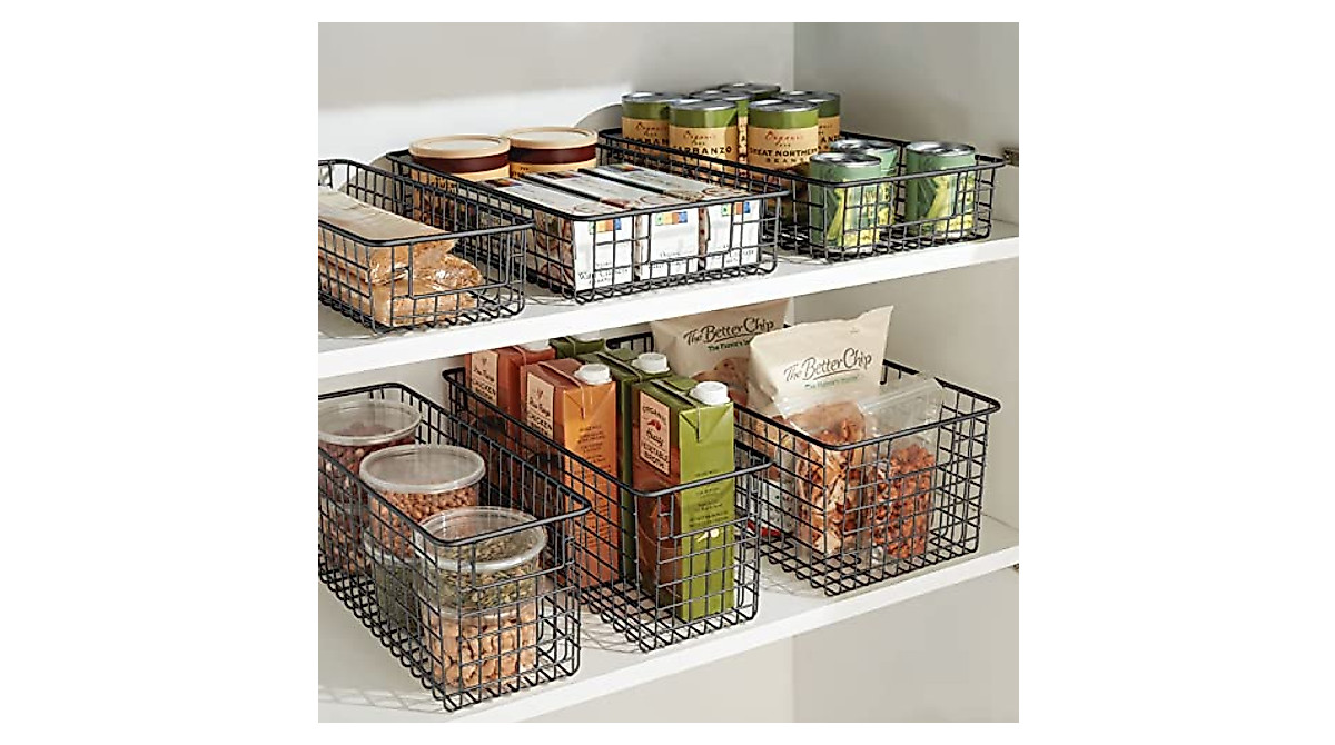 mDesign Slim Wire Storage Organizer Basket for Kitchen & Home