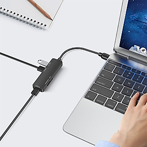 MatureGirl 5-Port USB Hub Splitter, USB C Hub Adapter, 5 in 1 USB C Adapter with USB 3.0, TF and SD Card Reader, 2 USB 2.0 Ports for MacBook Pro, Pixelbook, XPS (Black)