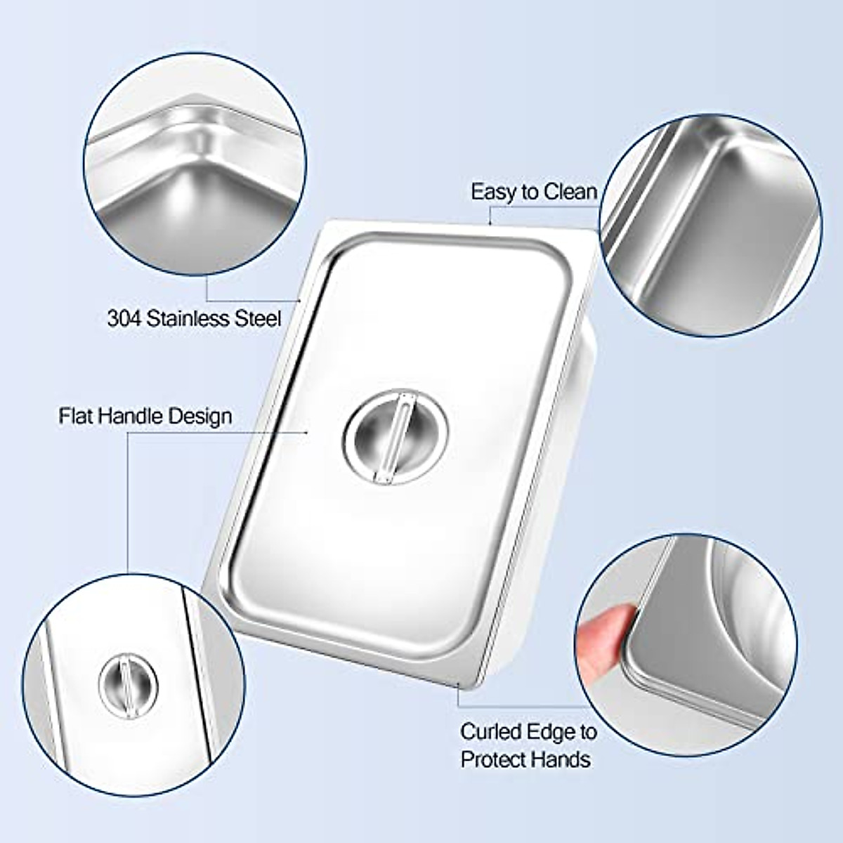 Restlrious Hotel Pan Full Size Stainless Steel Steam Table Pan with Lid, 4" Deep Chafer Food Pan, Pack of 4 Stackable Anti-Jam Steam Pan for Hotel, Restaurant Supplies, Party, Buffet & Event Catering