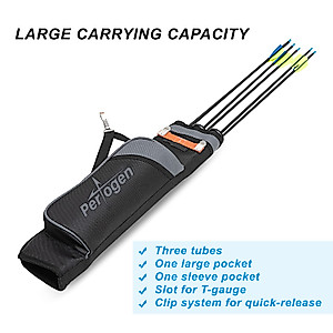 Perogen Flipside 3-Tube Compact Hip Target Quiver Holder for Adults, Target Practicing and Target Shooting (Black)