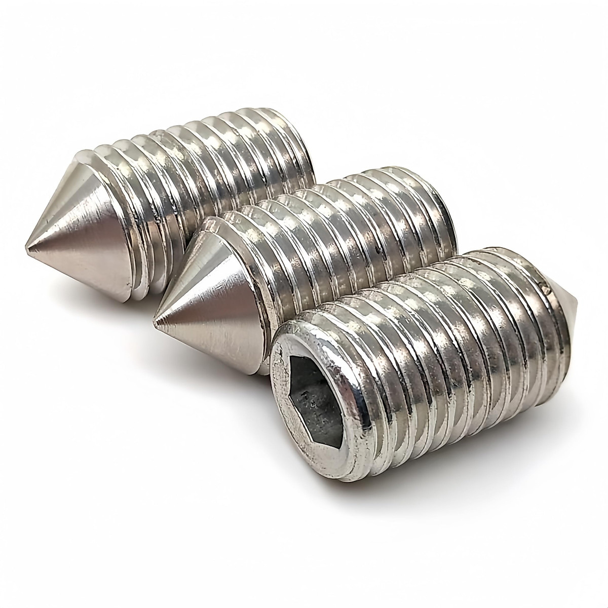 M3 x 8mm Cone Point Screws, Hex Socket Set Screws, Metric Grub Screws, A2-70, DIN914 Stainless Steel, 250Pcs