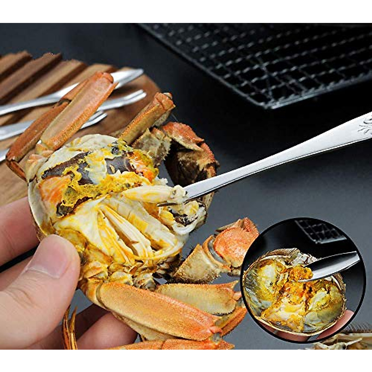 Crab and Lobster Tools - Crab Leg Crackers and Picks Set, Picks Knife for Crab, Shellfish Scissors Nut Cracker, Stainless Steel Seafood Utensils Crackers & Forks Cracker