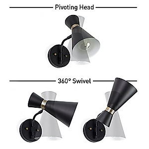 Globe Electric 65855 Belmont 1-Light Wall Sconce, Satin Black, Gold Accents