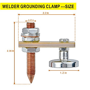 Motcoda Upgrade Magnetic Welding Ground Clamp Welder Grounding Clamps Tools Copper Stick Ground Wire Clamp Weld Metal Accessories Welders Tools (single disk)