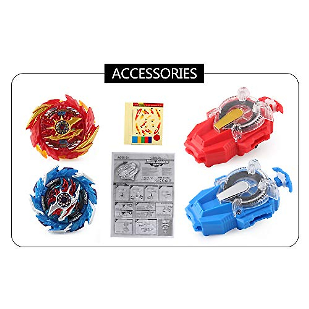 NeschToy Bey Battle Burst Sparking Launchers Left and Right Spin Exclusive Combo Set 2 in 1 Blue