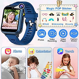Smart Watch for Kids , Kids Game Smart Watch Boys with HD Touch Screen 24 Games Music Player Camera Alarm Clock Pedometer Torch Calculator 12/24 hr Kids Watches for Boys Gift for 3-12 Year Old