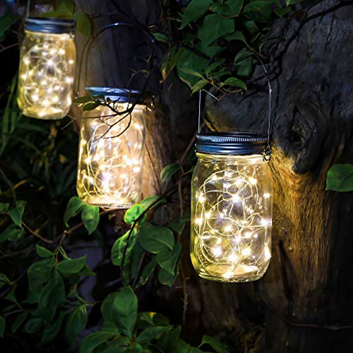 CozyHome 3X Solar Mason jar Lights Outdoor Waterproof | Mason jar Light | Mason jar Lights Solar Powered | LED White Light Jars Outside | Mason jar Solar Lights for Garden or Patio | Mason jar Decor