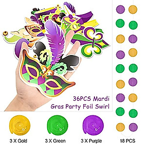 Mardi Gras Hanging Decorations - Mardi Gras Garland Crown Mask Sign for Masquerade Party Decorations Gold Green Purple Foil Swirl New Orleans Celebration Mardi Gras Party Supplies
