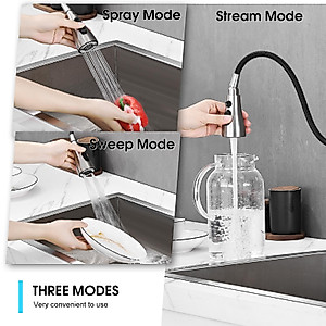 CREA Kitchen Faucet,Kitchen Faucet with Pull Down Sprayer,RV Kitchen Sink Faucet,Stainless Steel Kitchen Faucet Single Handle 3 or 1 Hole High Arc Mixer Water Faucet for Kitchen Sink Farmhouse Camper