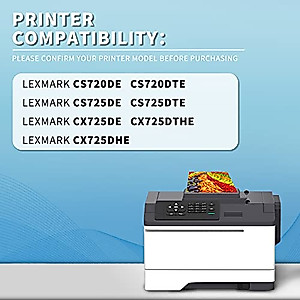 FOXINK Compatible with Lexmark CS720 CS720de CS720dte CS725 CS725de CS725dte CX725 CX725de CX725dte Toner Cartridge 3,000 Pages 74C10K0 74C10C0 74C10M0 74C10Y0 (4 Pack)