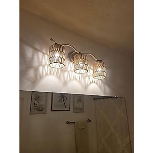 3 Pack Rattan Lamp Shade Small Boho Shades Replacement - Pendant Sconce Shade Ceiling Fan Light Covers Cylinder Woven Lampshade for Floor Lamps Pendant Light Chandelier Wall Sconces Light Fixture
