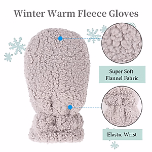 Zsedrut 3 Pairs Kids Winter Glove Fleece Lined Baby Girl Mittens Warm Toddler Boys Gloves (White+Gray+Pink, S)