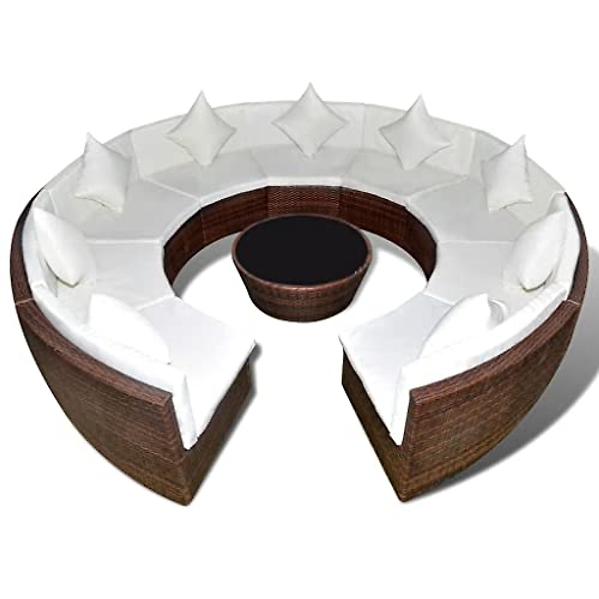 vidaXL Patio Sofa Set Poly Rattan Wicker Brown Garden Outdoor Lounge Coffee Table