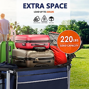 Kuznap All Terrain Wheels Collapsible Wagon, 225pound Capacity Heavy Duty Utility Folding Wagon, Portable Garden Beach Cart with Side Bags and Drink Holders