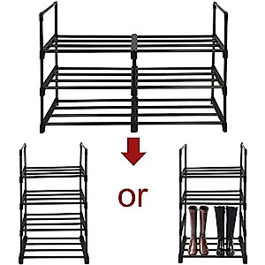 Tianle 8 Tier Tall Shoe Rack for Closet Entryway, Metal Sturdy Shoe Shelf Storage Organizer, Vertical Small Space Large Capacity for 16 Pairs of Shoes (8 Tier)