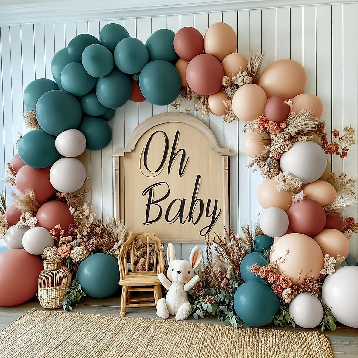 Dusty Pink Blue Balloon Garland Double Stuffed Rose Peach White Balloons Retro Pink Balloon Latex Dusty Blue Balloon Arch Kit For Gender Reveal Baby Shower Birthday Party Decorations