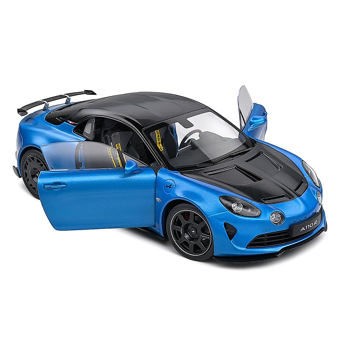 2023 Alpine A100 Radicale Blue Metallic with Carbon Hood and Top 1/18 Diecast Model Car by Solido S1801619