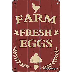 Paximiga Farm Fresh Eggs 8X12 Inch Metal Vintage Look Decoration Art Sign for Home Kitchen Bathroom Farm Garden Garage Inspirational Quotes Wall Decor