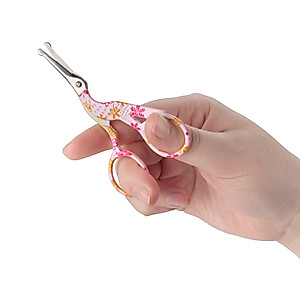 JubileeYarn Rounded Embroidery Craft Stainless Steel Stork Scissors - Small Pink - 1 Pair