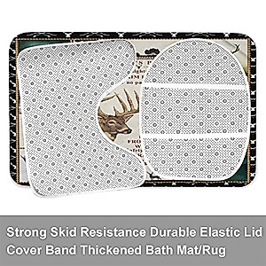 Deer Hunting Bathroom 4 Sets Shower Curtain Decor with Rugs, Toilet Lid Cover and Bath Mat,12 Hooks