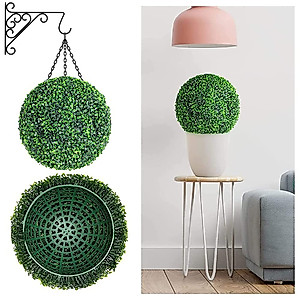 Lavora Zone 2 PCS 10 inch Artificial Hanging Plant Topiary Ball Faux Boxwood Faux Plants Decorative Balls for Indoor, Outdoor, Garden, Wedding, Balcony, Backyard and Home Decor