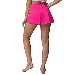 Husnainna High Waisted Pleated Tennis Skirt with Pockets Athletic Golf Skorts for Women Casual Workout Built-in Shorts 018BZQ-Hot Pink/b4